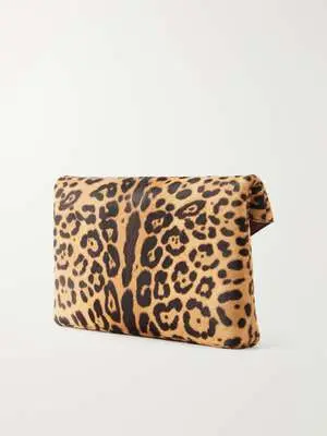 Saint Laurent Cassandre Leopard-print Pony Hair Clutch - Leopard Print