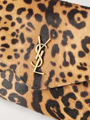 Saint Laurent Cassandre Leopard-print Pony Hair Clutch - Leopard Print