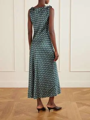 DÔEN Mariselle Printed Halterneck Silk-blend Maxi Dress