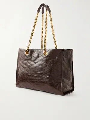 Saint Laurent Niki East West Crinkled-leather Tote - Brown