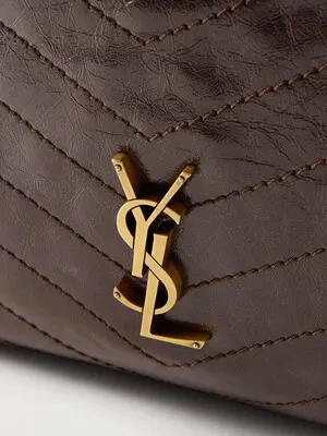 Saint Laurent Niki East West Crinkled-leather Tote - Brown