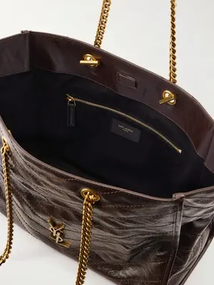 Saint Laurent Niki East West Crinkled-leather Tote - Brown