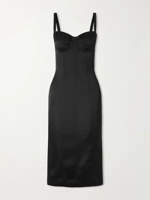 Dolce & Gabbana Paneled Bustier Midi Dress - Black