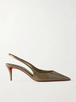 CHRISTIAN LOUBOUTIN Miss Z 60 Patent Leather Slingback Pumps - Brown