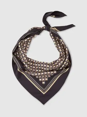 REISS Carmen Silk Geometric-print Square Scarf