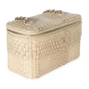 Chanel Braided Raffia Vanity Case With Chain