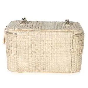 Chanel Braided Raffia Vanity Case With Chain