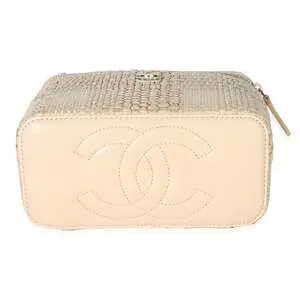 Chanel Braided Raffia Vanity Case With Chain