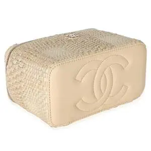 Chanel Braided Raffia Vanity Case With Chain