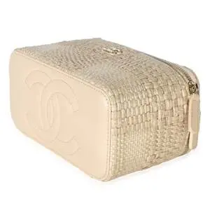 Chanel Braided Raffia Vanity Case With Chain