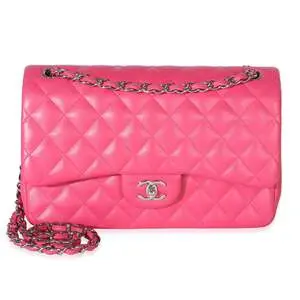 Chanel Quilted Lambskin Jumbo Double Flap Shoulder Bag - Pink