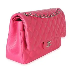 Chanel Quilted Lambskin Jumbo Double Flap Shoulder Bag - Pink