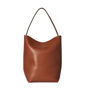 THE ROW Large N/s Park Leather Tote Bag - Dark Brown