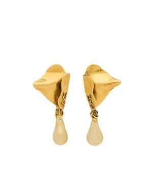 Saint Laurent Cassandre Pearl Drop Earrings - Yellow