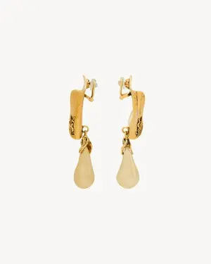 Saint Laurent Cassandre Pearl Drop Earrings - Yellow