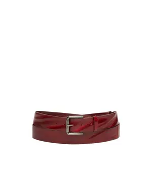 Max Mara Logo Engraved Buckle Belt - Red