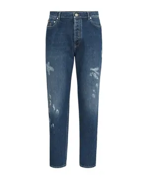 Brunello Cucinelli Distressed Logo Embroidery Jeans