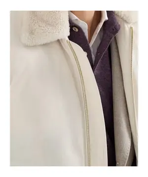 Brunello Cucinelli Waxed Techno Cotton Down Vest With Detachable Shearling Collar