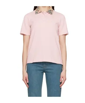 Burberry Embroidered Checked Collar Polo Shirt