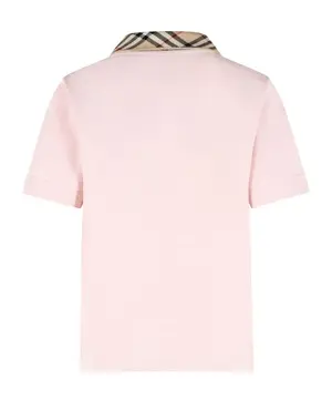 Burberry Embroidered Checked Collar Polo Shirt