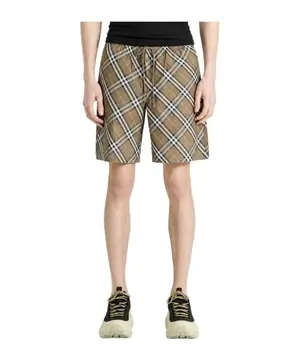 Burberry Chcked Drawstring Swim Shorts - Nude