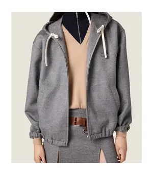 Miu Miu Cashmere Turtleneck Sweater With Zip Closure And Intarsia Logo - Albino White/blue
