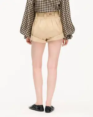Kenzo Belted Pleated Shorts - Light Brown