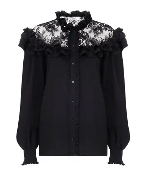 Chloé High-neck Laced Ruffled Blouse