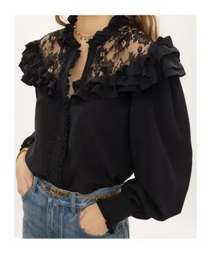 Chloé High-neck Laced Ruffled Blouse
