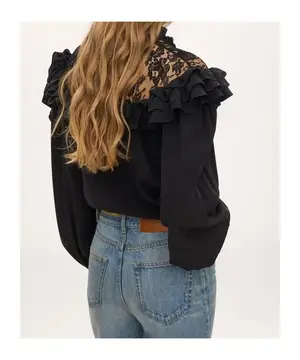 Chloé High-neck Laced Ruffled Blouse