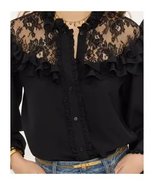 Chloé High-neck Laced Ruffled Blouse