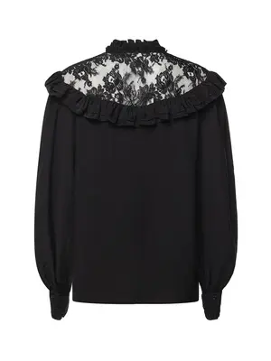 Chloé High-neck Laced Ruffled Blouse