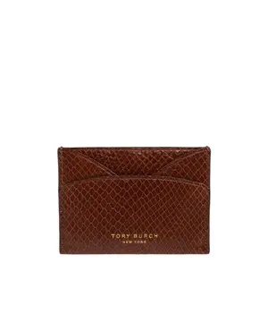 Tory Burch Leather Card Holder - Brown
