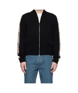 Burberry Zip-up Sweater With Check Trim