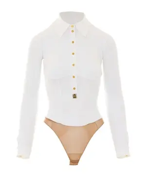 ELISABETTA FRANCHI Elisabetta Franchi Buttoned Long-Sleeve Bodysuit Top
