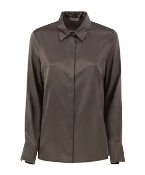 Peserico Stretch Shirt With Concealed Placket