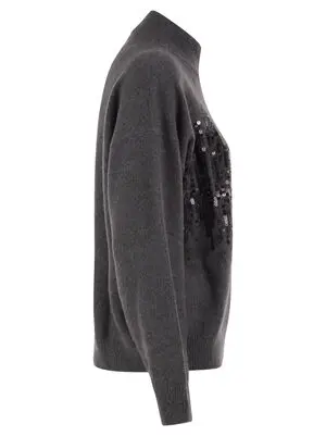 Peserico Long Sleeve Zip-up Jacket With Sequin Embellishment