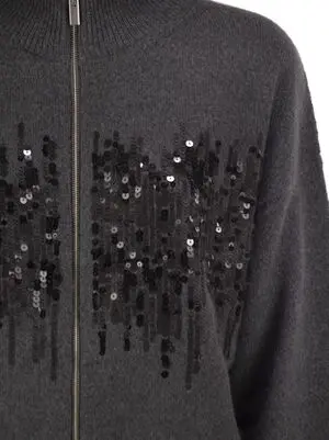 Peserico Long Sleeve Zip-up Jacket With Sequin Embellishment