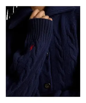 Polo Ralph Lauren Cable Knit Cardigan With Embroidered Logo