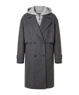 Patrizia Pepe Pinstripe Hooded Coat