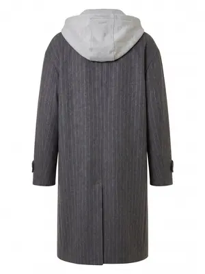 Patrizia Pepe Pinstripe Hooded Coat