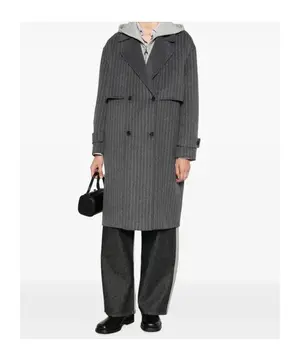 Patrizia Pepe Pinstripe Hooded Coat