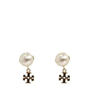 Tory Burch Pearl And Geometric Pendant Earrings