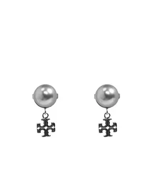 Tory Burch Glass Bead Iconic Geometric Pendant Earrings