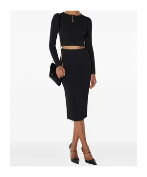 Elisabetta Franchi Snake-pattern Knit Midi Skirt