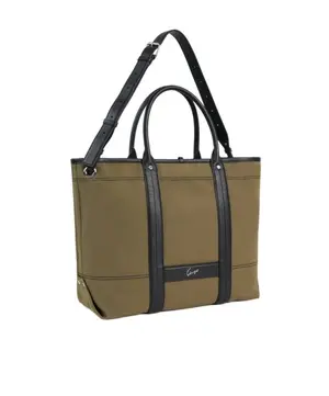 Kenzo Utility' Reversible Large Tote Bag In Canvas And Leather - Olive