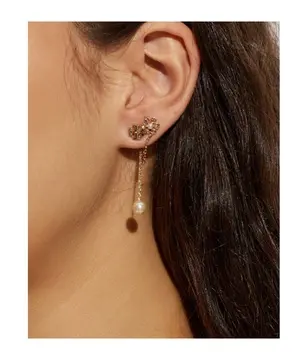 Tory Burch Logo Earrings With Pearl And Cubic Zirconia