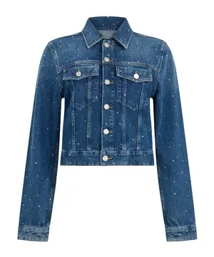 7 For All Mankind Studded Cropped Denim Jacket