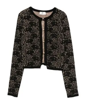 Elisabetta Franchi Lace-pattern Logo-plaque Sweater - Black