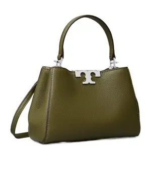 Tory Burch Eleanor Pebbled Mini Satchel Bag - Dark Olive